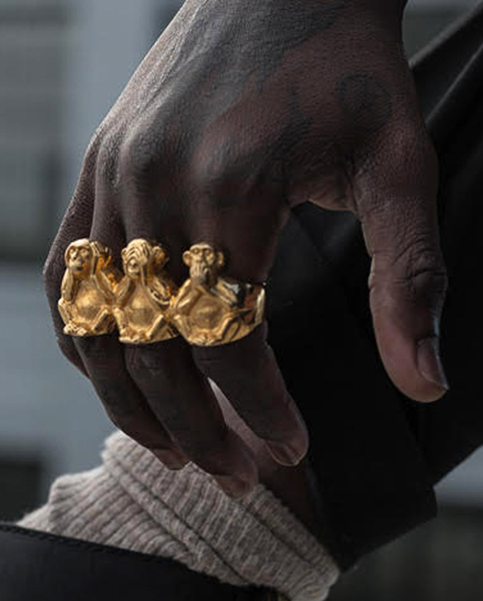 THREE WISE MONKEYS 3 FINGER RING – JOHNNY NELSON
