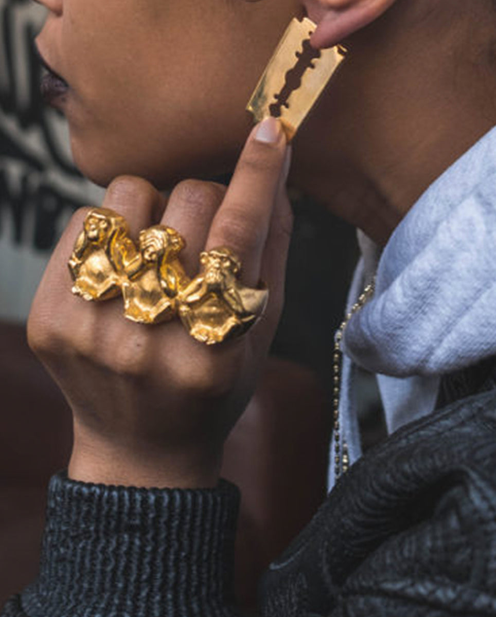 THREE WISE MONKEYS 3 FINGER RING – JOHNNY NELSON